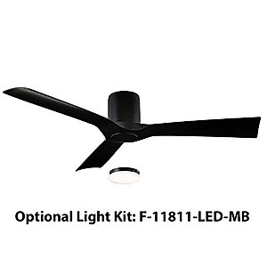 Aviator Indoor and Outdoor 3-Blade Smart Flush Mount Ceiling Fan 54in Matte Black with Wall Control (Light Kit Sold Separately)