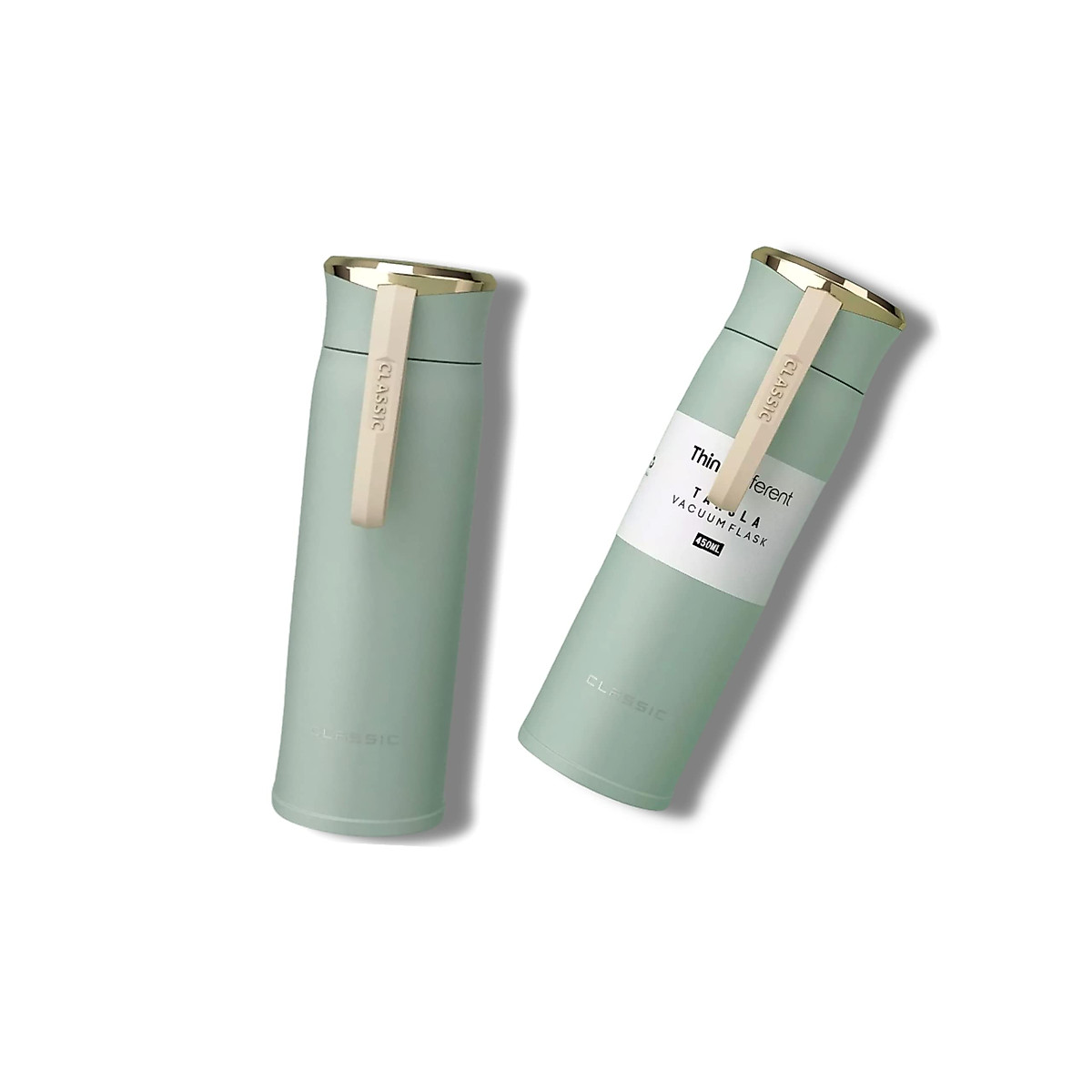 Vacuum Insulated Stainless Steel Metal Flask Thermos Water Bottle with Handle | Elegant Design | Reusable Leak Proof BPA-Free Flask for Gym, Travel, Sports, Gift | 16oz (450ml) (Light Pink)