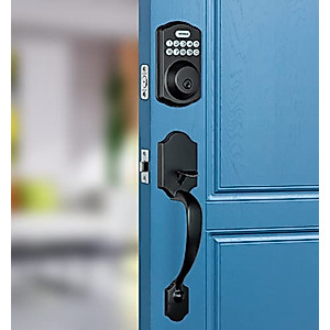 Revolo Electronic Keypad Deadbolt, Keyless Entry Door Lock, Keyed Entry, Auto Lock, Door Lock with Handle, Front Door Handle Sets, Anti-Peeking Password