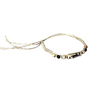 Rubber Double Strap Jesus Sandals By Imperial Hawaii for Women Men and Teens with 1 Braded Natural Hemp Anklet Bracelet Bundle - 2 Items (5, Black)