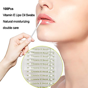 100 pcs Vitamin E Lips Oil Swabs Stick Disposable VE Cotton Swab Protect Lip Gum Anti-dry Moisture For Use Before Teeth Whitening (100 Pcs)