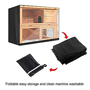 Rabbit Hutch Rabbit Cage Cover - Indoor Outdoor Rabbit Hutch Cover, Dust-Proof Cover Accessory for Poultry Cage(Black)