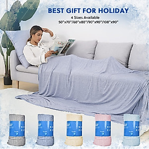 HOMFINE Cooling Blankets for Hot Sleepers - Summer Blanket Thin Lightweight Breathable Soft Double Side Enhanced Cooling Blanket for Bed Couch Sofa, Keep Cool for Night Sweats (Blue, 108 x 90 inches)