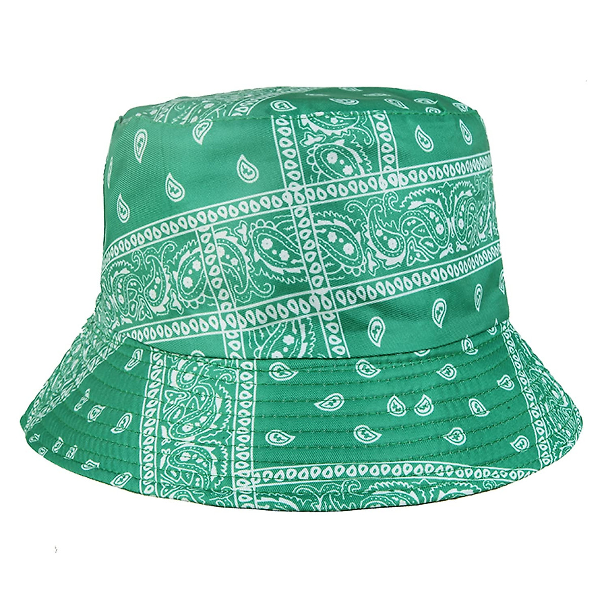 MEANBEAUTY Bucket Hat Cotton Style Unisex Fisherman Sun Hats for Men and Women Cashew Flower Outdoor Cap Beach Hat(Green)