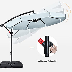 COOSHADE Offset Hanging Patio Umbrella Cantilever Umbrella 9FT Outdoor Market Umbrella with Crank & Cross Base for Garden, Deck, Backyard, Pool and Beach(Grey)