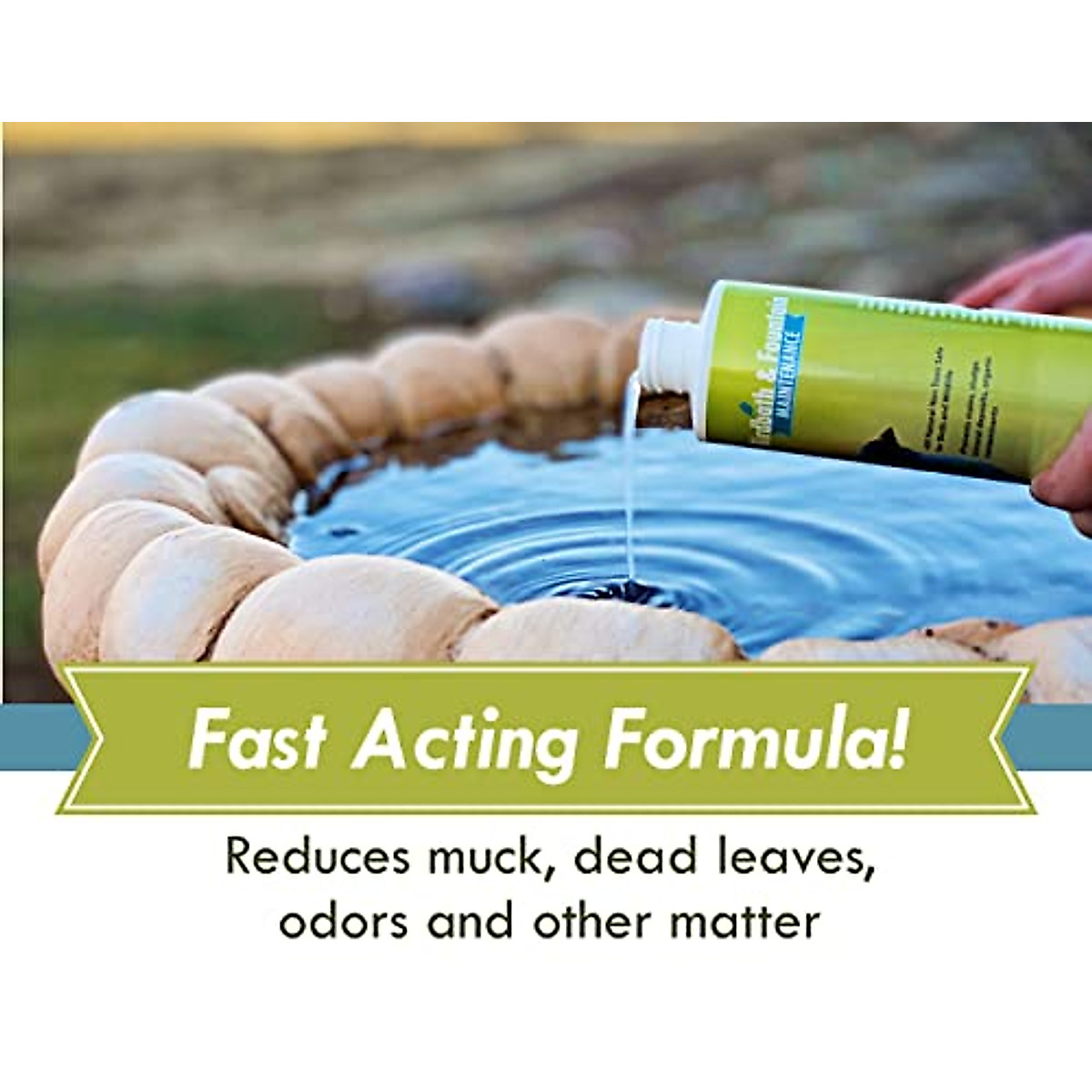 Bird Bath & Fountain Maintenance - (8 Ounces) - Fast-Acting Enzyme-Based Formula Will Extend The Life of Your Water Feature, Aid in Maintaining a Balanced Ecosystem - Safe for All Birds & Animals