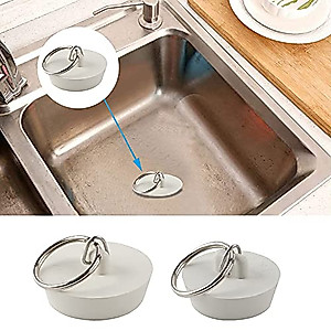 6 Pieces Drain Stopper, Rubber Sink Stopper with Hanging Ring, Drain Plugs for Sinks, Small Sink Stopper for Bathtub, Kitchen, Bathroom and Laundry Sink, 6 Different Sizes, White