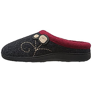 Acorn Women's Clog Slippers, Multi-Layer Memory Foam Footbed with Arch Support, Charcoal Button, 8-9