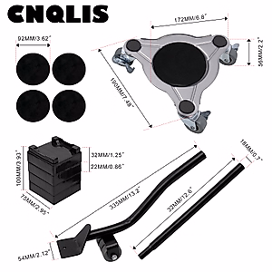 CNQLIS Furniture Mover Dolly with 4 Wheels,4 Wheels 360° Rotation,Carbon Steel Panel Heavy Duty Dolly, 1100 LBs Load Capacity for Moving Heavy Furniture Refrigerator Sofa Cabinet