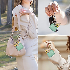 Filoto AirPods Case, Cute AirPod 2nd Generation Case Cover for Women Girls, Silicone Apple AirPods Gen 1/2 Protective Earbuds Case with Rhinestone Bee Keychain Accessories (Cactus Green)