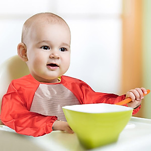 R HORSE 5Pcs Long Sleeved Bib for Babies Toddlers Waterproof Sleeved Bib with Crumb Capacity Pocket Animals Baby Bib Infants Feeding Bibs with Fox Penguin Pattern for Baby Shower Age 6-36 months