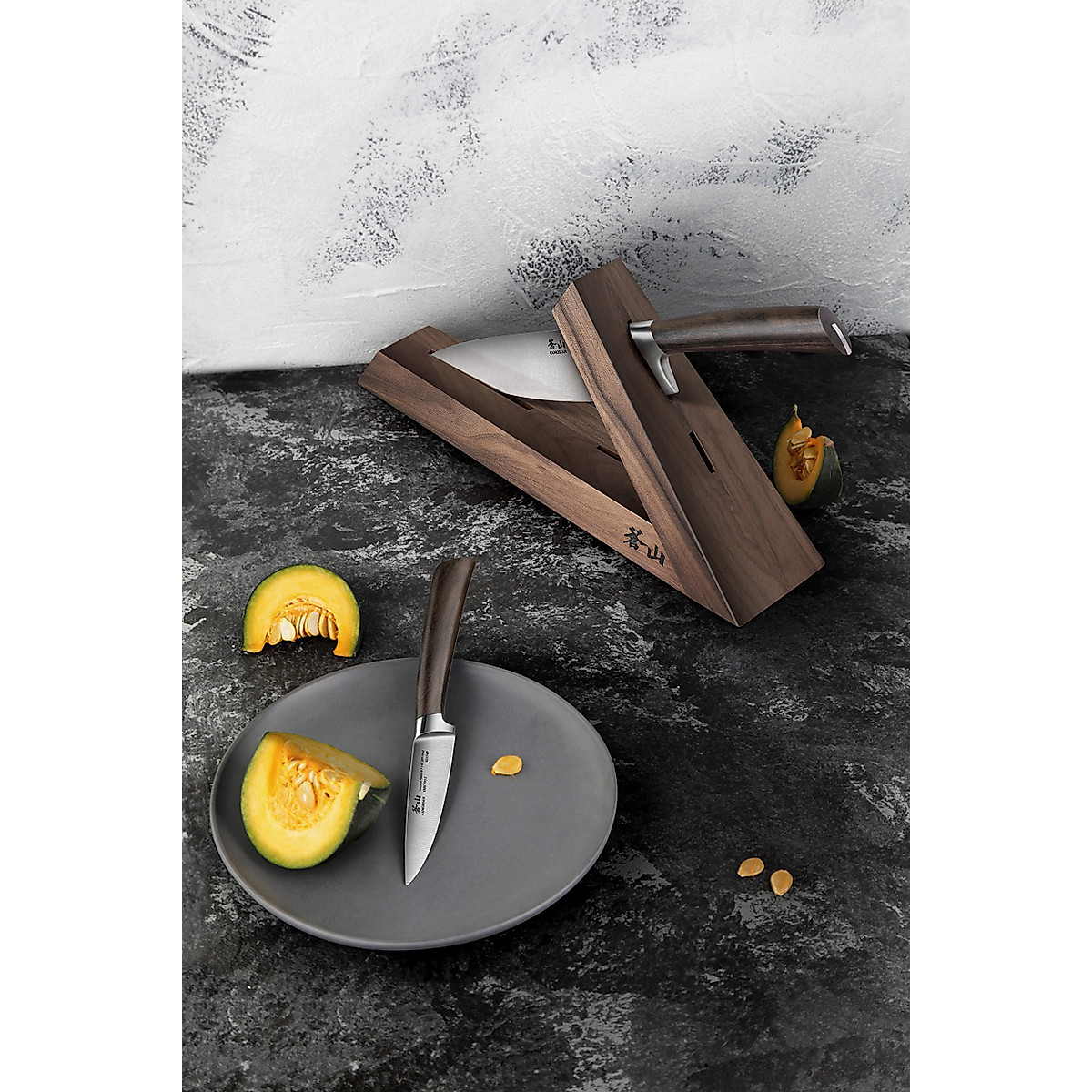 Cangshan TA Series 1021356 Swedish 14C28N Steel Forged 3-Piece TAI Knife Block Set, Walnut