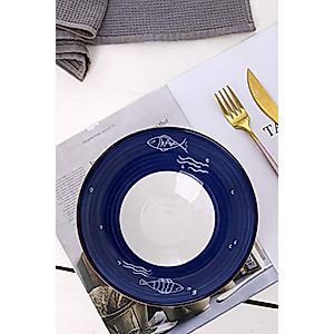 Porcelain Bowls Set of 4, Ceramic Salad Bowl, Large Serving Bowl for Desserts, Ramen, Pho, Noodles, 35 Ounce,8-inch Pho, Noodles, Asian dishes, Set of 4