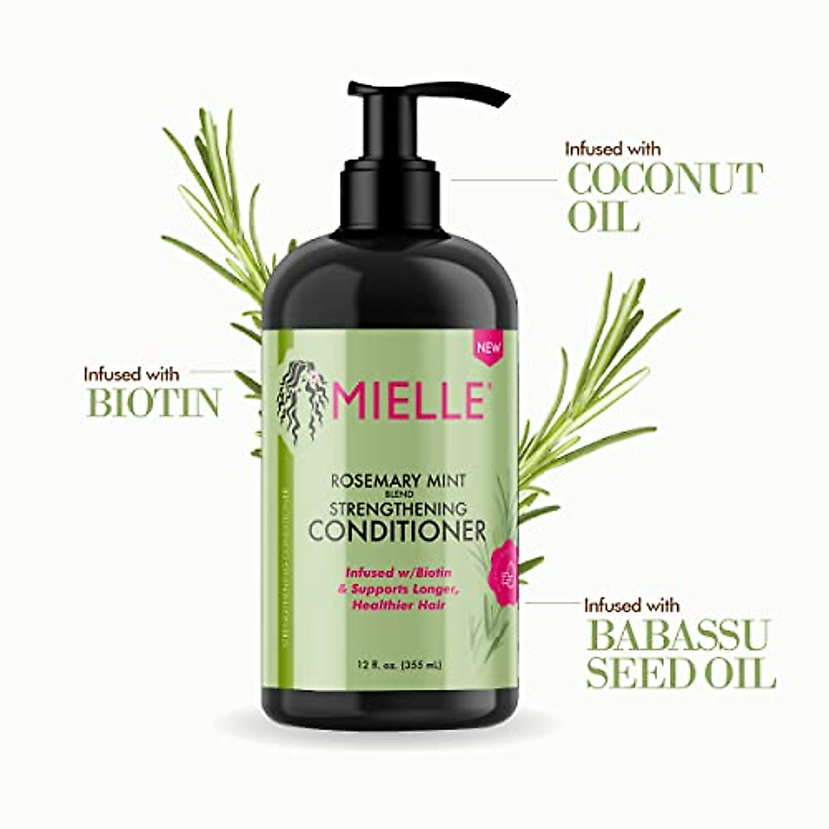 Mielle Organics Rosemary Mint Strengthening Shampoo and Conditioner Infused with Biotin