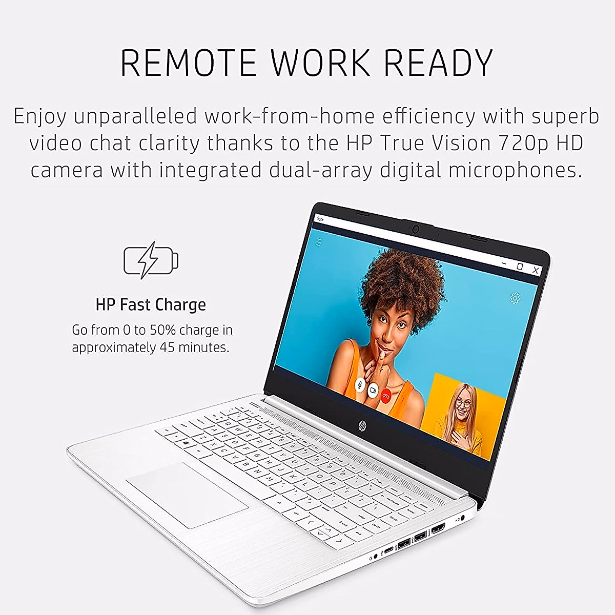 HP 2023 Newest 14" Ultral Light Laptop, for Students and Business, Intel Quad-Core N4120, 4GB RAM, 128GB Storage (64GB eMMC+64GB Micro SD), USB-A&C, Wi-Fi, Webcam, HDMI, 1 Year Office 365, Win11 S