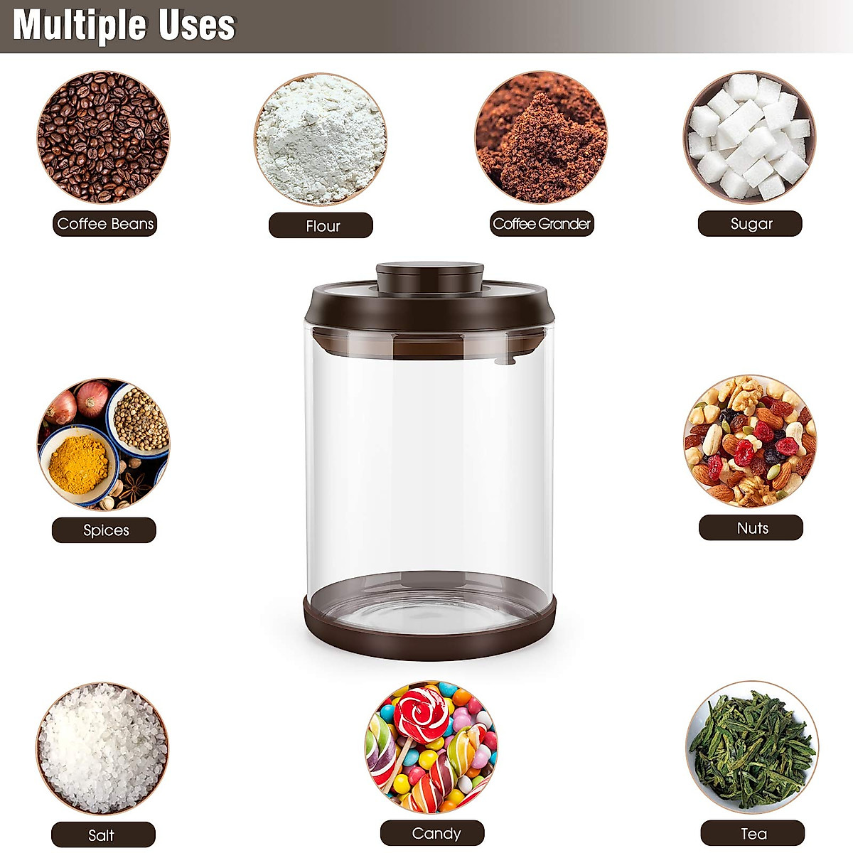 Coffee canister,Airtight Storage Coffee Beans Container,Large Glass Jar with One Way Co2-Release Valve,Fresh food container for Beans,Ground coffee,Sugar,Flour,Cookie,Nuts