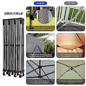 COBIZI 10x30 Pop up Canopy Tent 10x30 Canopy with Sidewalls, Heavy Duty Party Tent Tents for Parties, Foldable UPF 50+ Waterproof Commercial Easy up Canopy with Roller Bag, Grey(Windproof Upgraded)