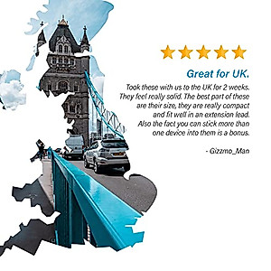 Ceptics UK Travel Plug Adapter, 2 in 1 Type G Adapter, US to UK Adapter, Ireland, Dubai Travel Adapter with Dual USA Inputs, CE, RoHS - HK Outlet Adapter, 3 Pack