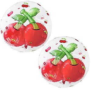 2pcs 18inch cherry balloons,summer fruit foil cherry balloons for cherry fruit theme birthday party decorations supplies, Summer Party Wedding Birthday Baby Shower Party Supplies