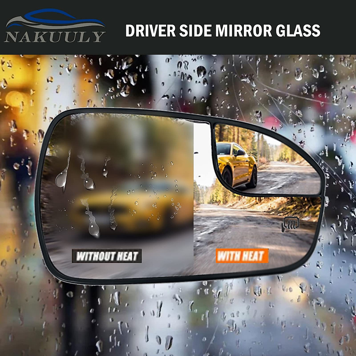 Nakuuly Mirror Glass Passenger Right Side Compatible with 2013-2020 Ford Fusion Side View Heated Convex Mirror Glass with Rear Holder Replace # DS7Z17K707B