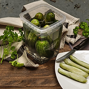 32-oz. Square Clear Deli Containers with Lids | Stackable, Tamper-Proof BPA-Free Food Storage Containers | Recyclable Space Saver Airtight Container for Kitchen Storage, Meal Prep, Take Out | 20 Pack