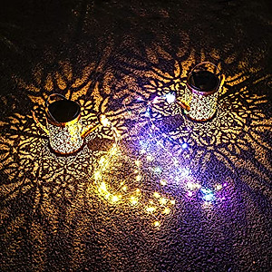 Gunlire 2 Pack Solar Watering Can Lights Garden Decor, Waterproof Hanging Solar Lantern Lights Solar Fairy Lights for Patio, Landscape, Pathway, Flower Bed, Gifts - 8 Modes (Watering Can Lights)