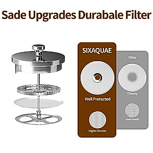 FJISEFEJ French press Coffee Maker Heat Resistant Durable Borosilicate Sliver Glass 12oz