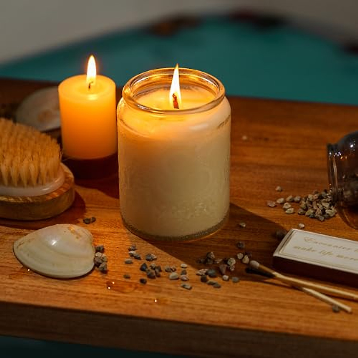 8oz Embossed Glass Candle Container with Tin Lid and Labels (Clear)