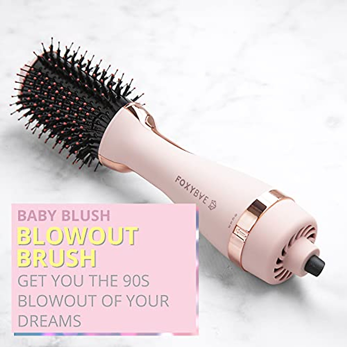 Foxybae Baby Blush Blowout Dryer Brush Mini 60mm - Pro Volumizer Hot Air One-Step Hair Dryer Brush - Hair Dryer Brush Blow Dryer Brush in One - 2 Heat Settings & Cool Shot - Hair Styling Hot Tools