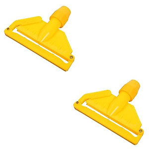 OHPHCALL 2pcs Mop Clip Mop Replacement Accessories Mop Handle Commercial Heavy Duty Reusable Mop Pads Mop Making Part Mop Replacement Clamp Detachable Mop Clamp Plastic Yellow
