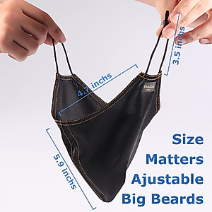 Kenllas Large Adjustable Beard Bandana - Beard Bonnet for Men, Breathable and Lightweight Facial Cover, Black Beard Bib for Nourishing Oil Balm Moisturizing Sleeping (Waterproof)