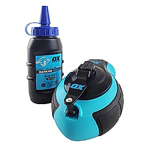 OX TOOLS Pro Chalk Reel & Chalk Pack | 6-to-1 Gear Ratio & 8 Strand Thick Line, blue (OX-P503502)