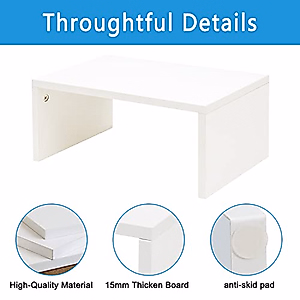 TEAMIX 6.7 inch Height Monitor Stand Riser, Wood Monitor Riser with Storage for Desk Small Monitor Stand TV/Screen/PC/Laptop Riser Computer Stand Desktop Shelf (White-Higher)