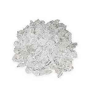 Skyflame 10-Pound Recycled Fire Glass for Fire Pit/Fireplace/Vase Fillers/Garden Landscapes, Ice Clear