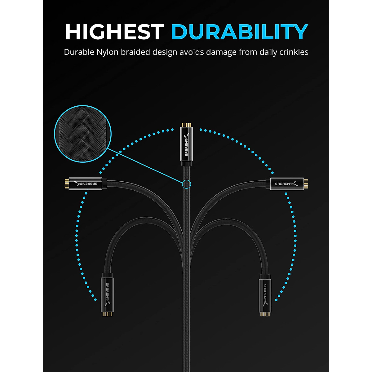 SABRENT 10-Feet USB 3.0 Extension Cable (A-Male to A-Female) with 20" USB Type-A to 3.5mm Dual Audio Jack Adapter