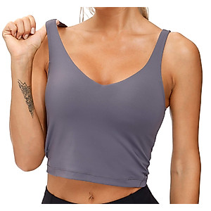Women’s Longline Sports Bra Wirefree Padded Medium Support Yoga Bras Gym Running Workout Tank Tops (Vintage Purple, Medium)