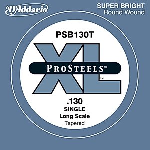 D'Addario PSB130T ProSteels Bass Guitar Single String, Long Scale, 130, Tapered