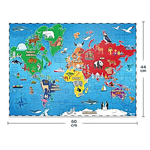 World Map Puzzle for Kids - 75 Piece - World Puzzles with Continents - Childrens Jigsaw Geography Puzzles for Kids Ages 4-8, 5, 6, 7, 8-10 Year Olds - Globe Atlas Puzzle Maps
