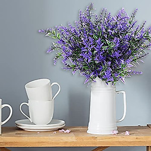 WXBOOM 9pcs Artificial Flowers UV Resistant Faux Plastic Flower Outdoor Fake Lavender Flowers in Bulk Outside Garden Porch Window Hanging Planters Decoration (Purple, White, Magenta)