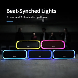 DOSS Bluetooth Speaker, SoundBox Pro Portable Wireless Speaker with 20W Stereo Sound, Active Extra Bass, IPX5 Waterproof, Wireless Stereo Pairing, Multi-Colors Lights, 20 Hrs Playtime -Black