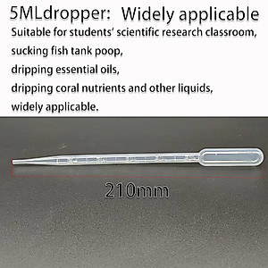 Pack of 100 5ML Disposable Pipettes Plastic Pipette Droppers for transferring Liquids, Oils, resins, Crafts, Essential Oil Mixing, Fish Tank Cleaning, Student Scientific Research Activities, etc.
