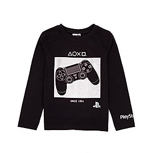 PlayStation Pajamas Boys Kids Long Sleeve Black Controller T Shirt Bottoms 7-8 years