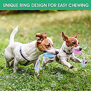 TIESOME Puppy Teething Toys with Cotton Ropes, 3 Pcs Rubber Small Dog Chew Toy Rings Aggressive Chew Toys for Dogs Oral Teeth Soothe Itching Puppy Chew Toys Interactive Pet Toys for Small/Medium Dogs