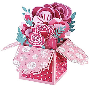 Mother's Day Card 3D Flower Bouquet Pop Up Card Gifts Birthday Greeting Card for Her, Mom, Wife, Thank You Card, Appreciation Card, Anniversary Card, Wedding Card, Handmade Pop Up Car