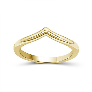 JEWELEXCESS 14k Gold over Silver Wishbone Friendship Ring for Women | Dainty Gold over Silver Promise Ring For Women | Silver Friendship Ring For Women