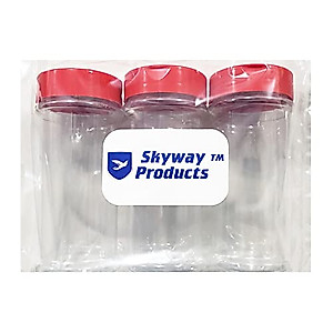 Skyway Supreme 12 OZ Clear Plastic Spice Bottles Seasoning Containers Jars - Set of 3 - Flap Cap with Pour and Sifter Spice Shaker - Durable Refillable Perfect For Herbs Spices and Rubs - BPA Free