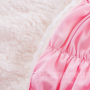 Brandream Baby Nursery Bedding Girls Pink Crib Bedding Set Luxury Ruffled Ruched Round Blanket, Fitted Sheet, Lace Skirt, 3 Piece