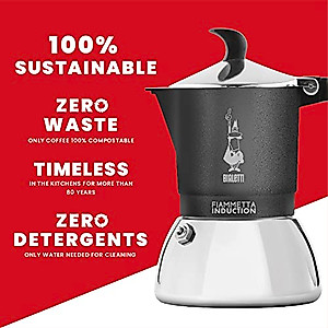 Bialetti Fiammetta Moka Pot – 4 Cup Espresso Maker – Grey Italian Stovetop Coffee Maker – Compatible with Induction Hobs