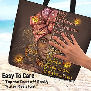 African American Women Tote Bags - Black Women Shoulder Bag Afro Black Girl Magic Satchel Handbags For Beach Gym School Travel