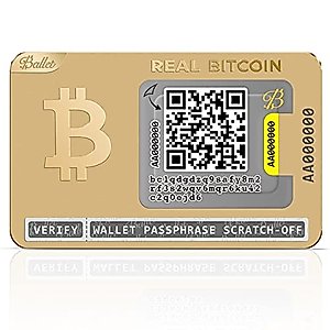 Ballet REAL Bitcoin, Gold Edition - The Easiest Crypto Cold Storage Card, Cryptocurrency Hardware Wallet with Multicurrency and NFT Support (Single)